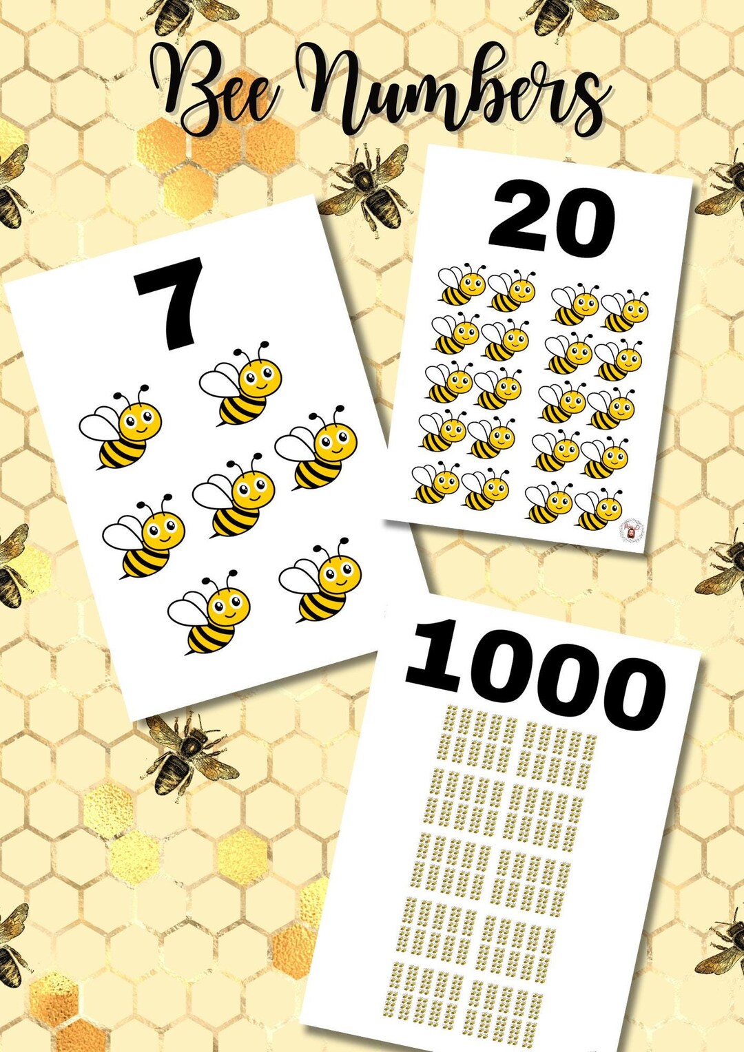 Bee NUMBERS 0-1000 for Classroom Decor BEE THEME - Etsy