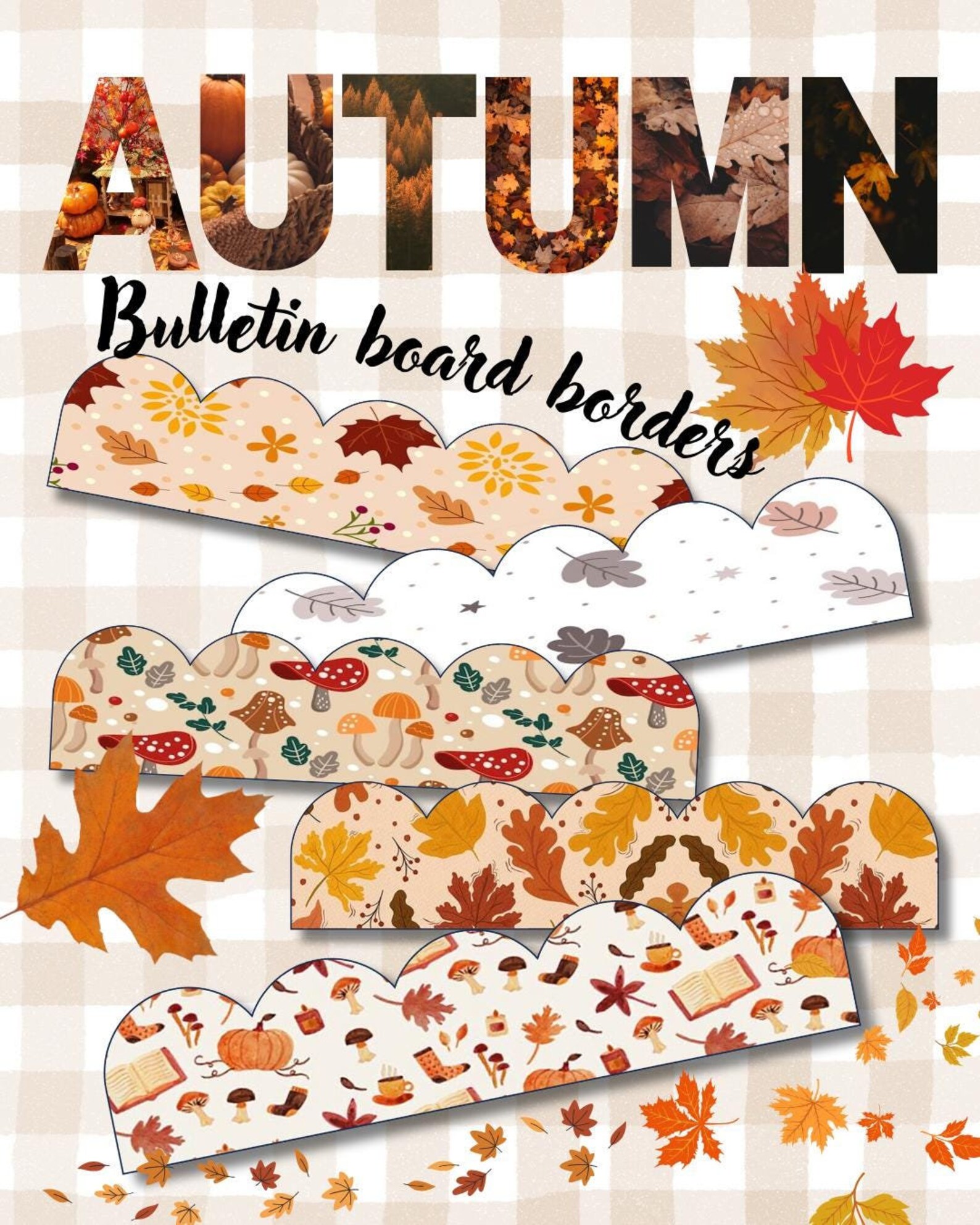 AUTUMN Themed Bulletin Board Borders - Etsy