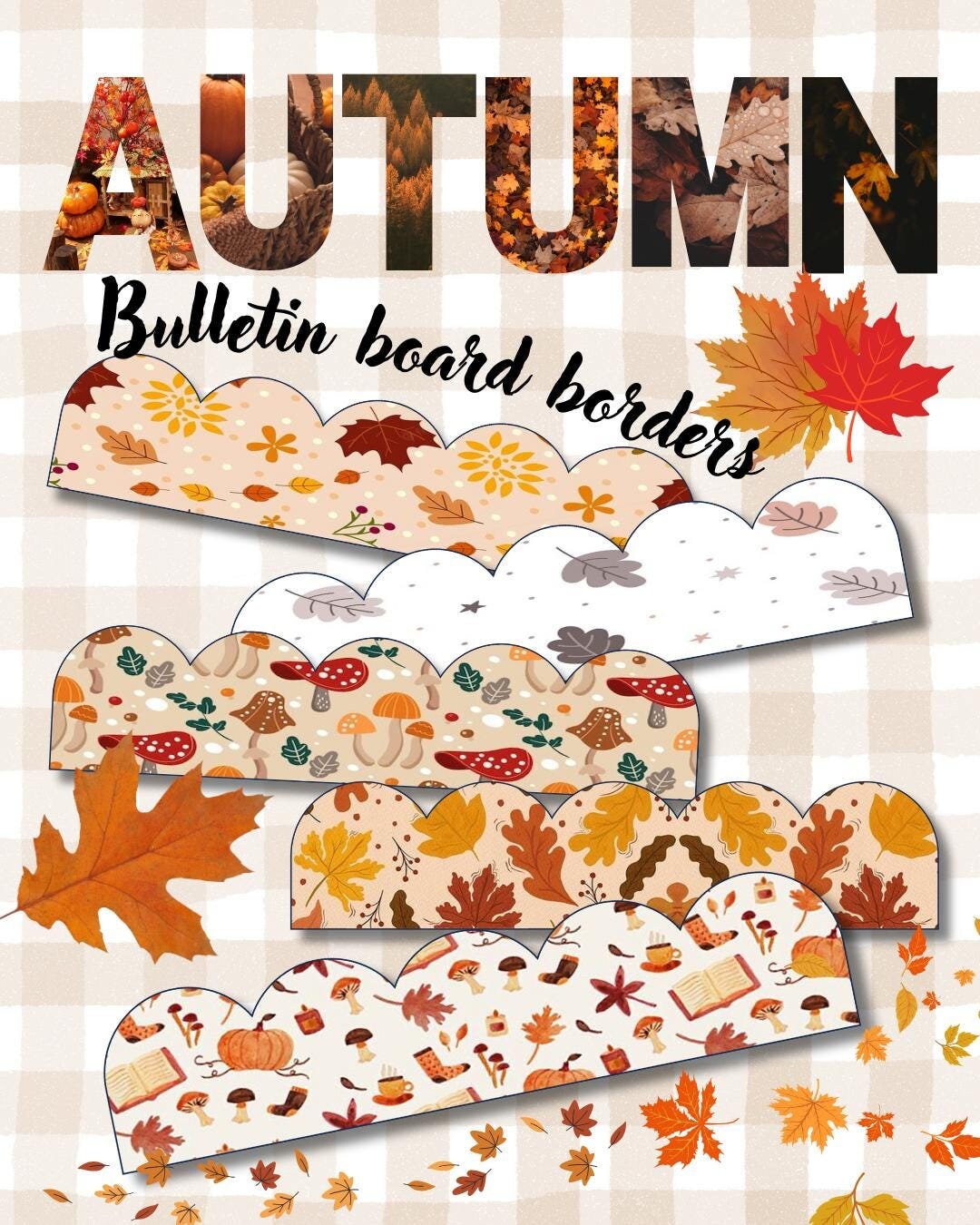 AUTUMN Themed Bulletin Board Borders - Etsy