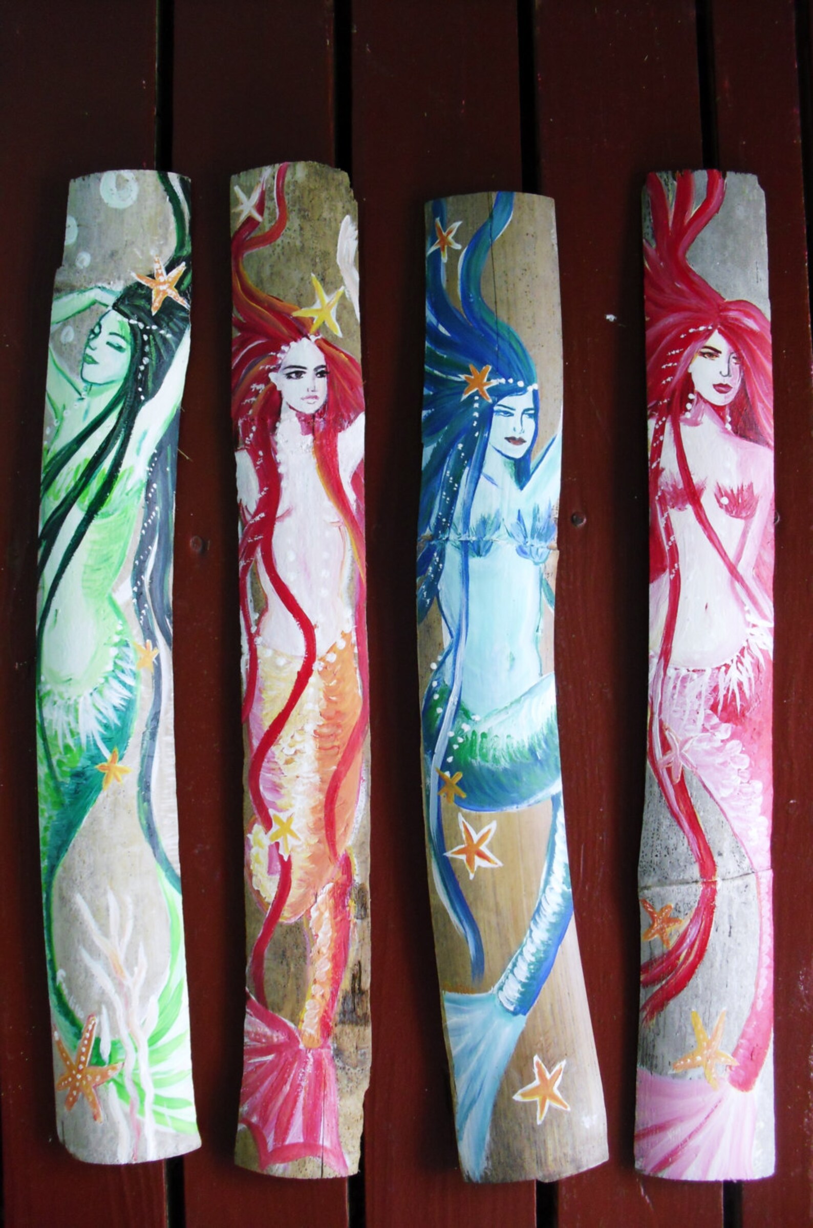 Gift Set of Colorful Mermaids Original Paintings on Eco - Etsy