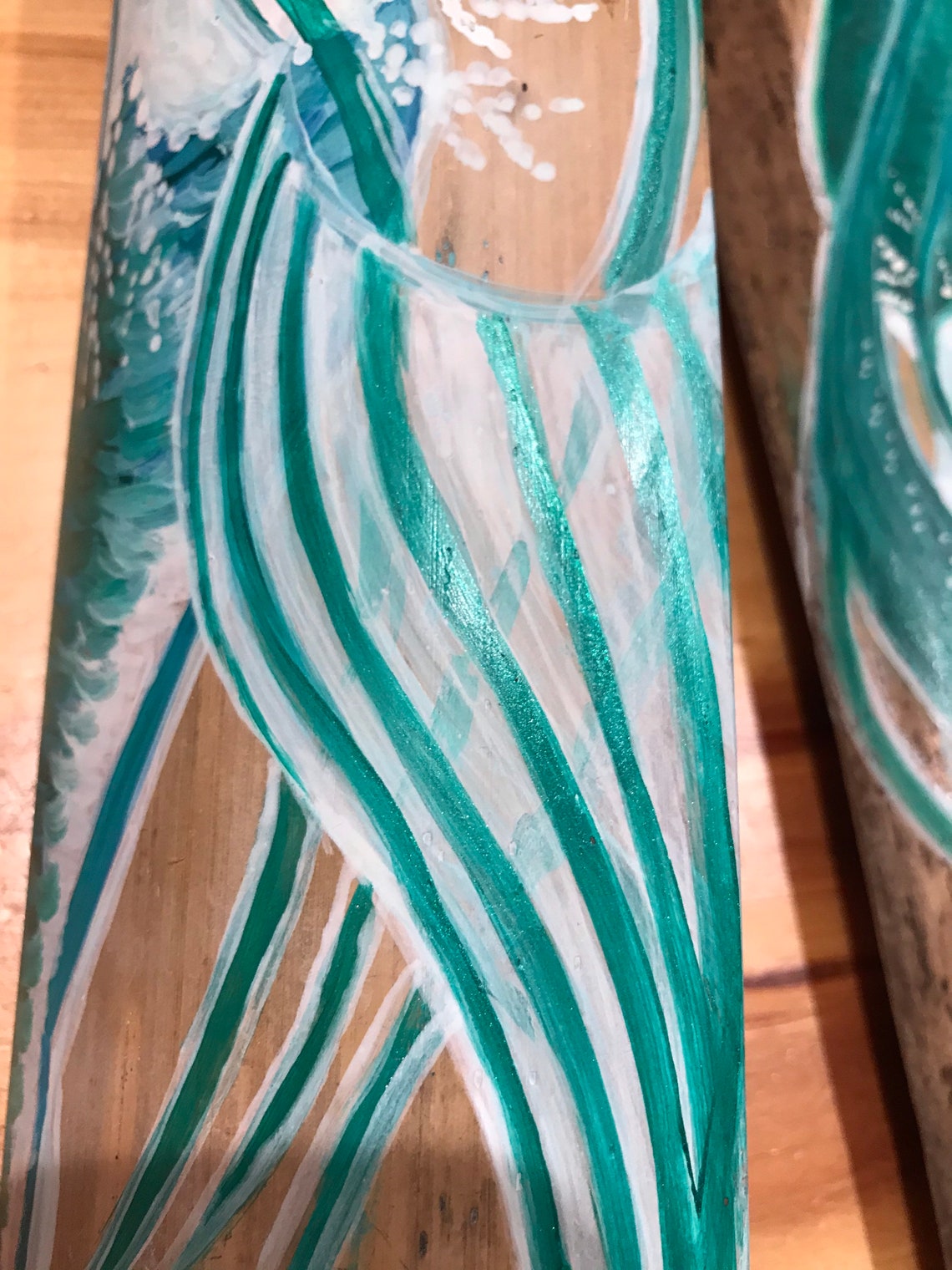 Set of Two Beautiful Emerald Green Mermaids Hand Painted on - Etsy
