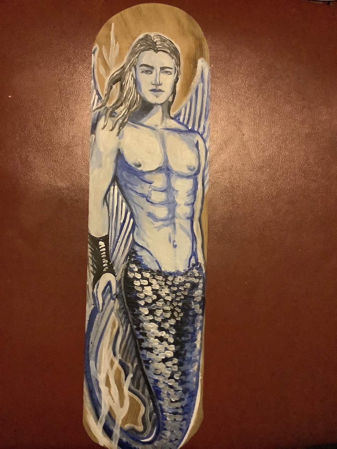 Merman, Hand Painted on Driftwood Wood, Fantasy Mérmen, Custom Color ...