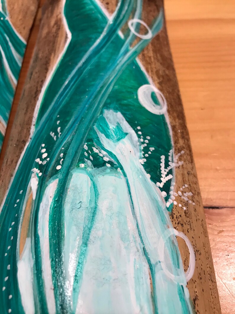 Set of Two Beautiful Emerald Green Mermaids Hand Painted on - Etsy