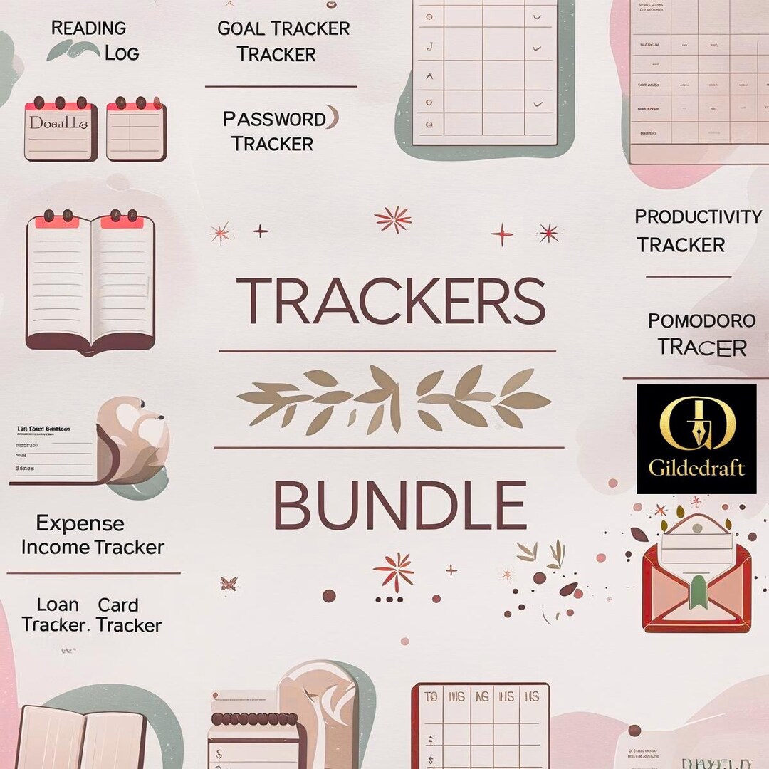 All in One Printable Trackers Bundle PDF, 30 Minimalist Organizers ...