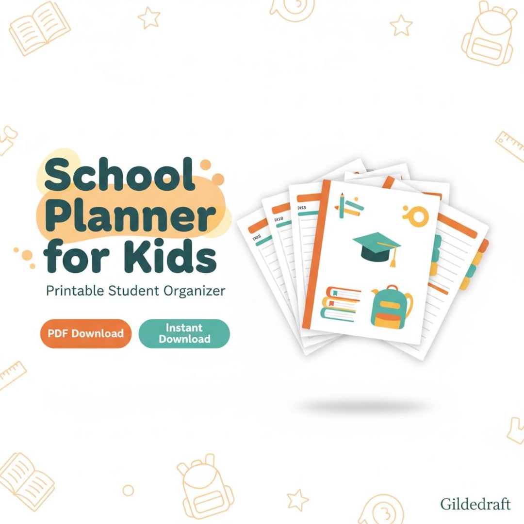 Kids School Planner Printable, Homework Tracker, Class Schedule (PDF ...