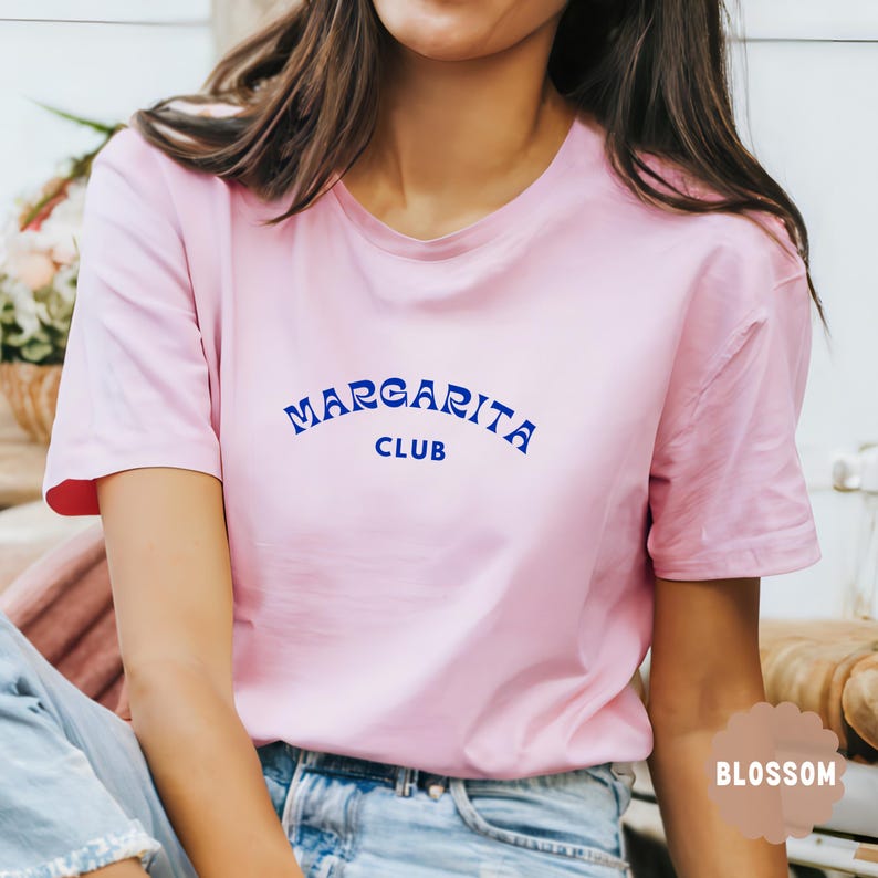 Margarita Club Shirt, Blue Retro Font, Marg Club Oversized Tee ...