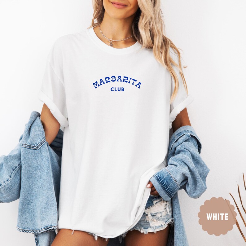 Margarita Club Shirt, Blue Retro Font, Marg Club Oversized Tee ...