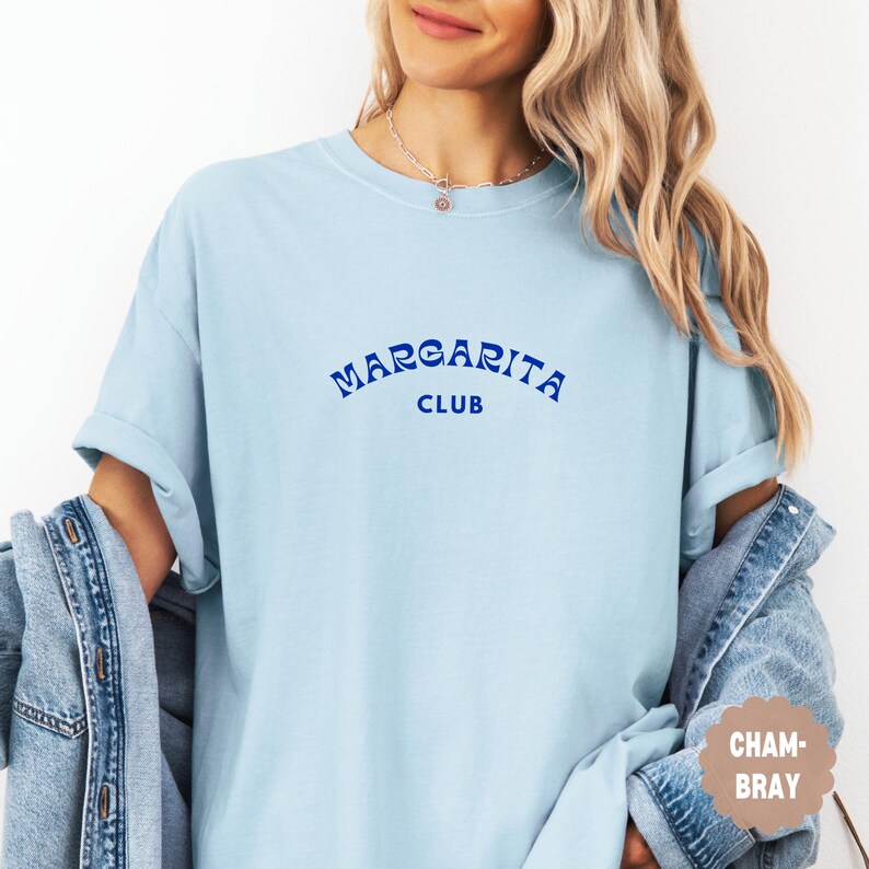 Margarita Club Shirt, Blue Retro Font, Marg Club Oversized Tee ...