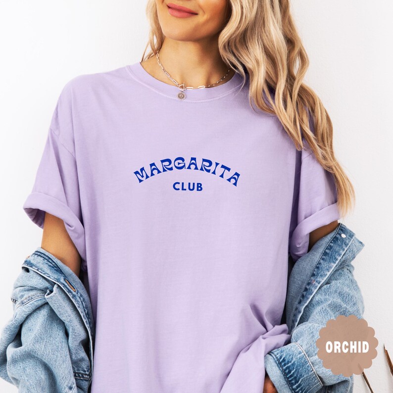Margarita Club Shirt, Blue Retro Font, Marg Club Oversized Tee ...