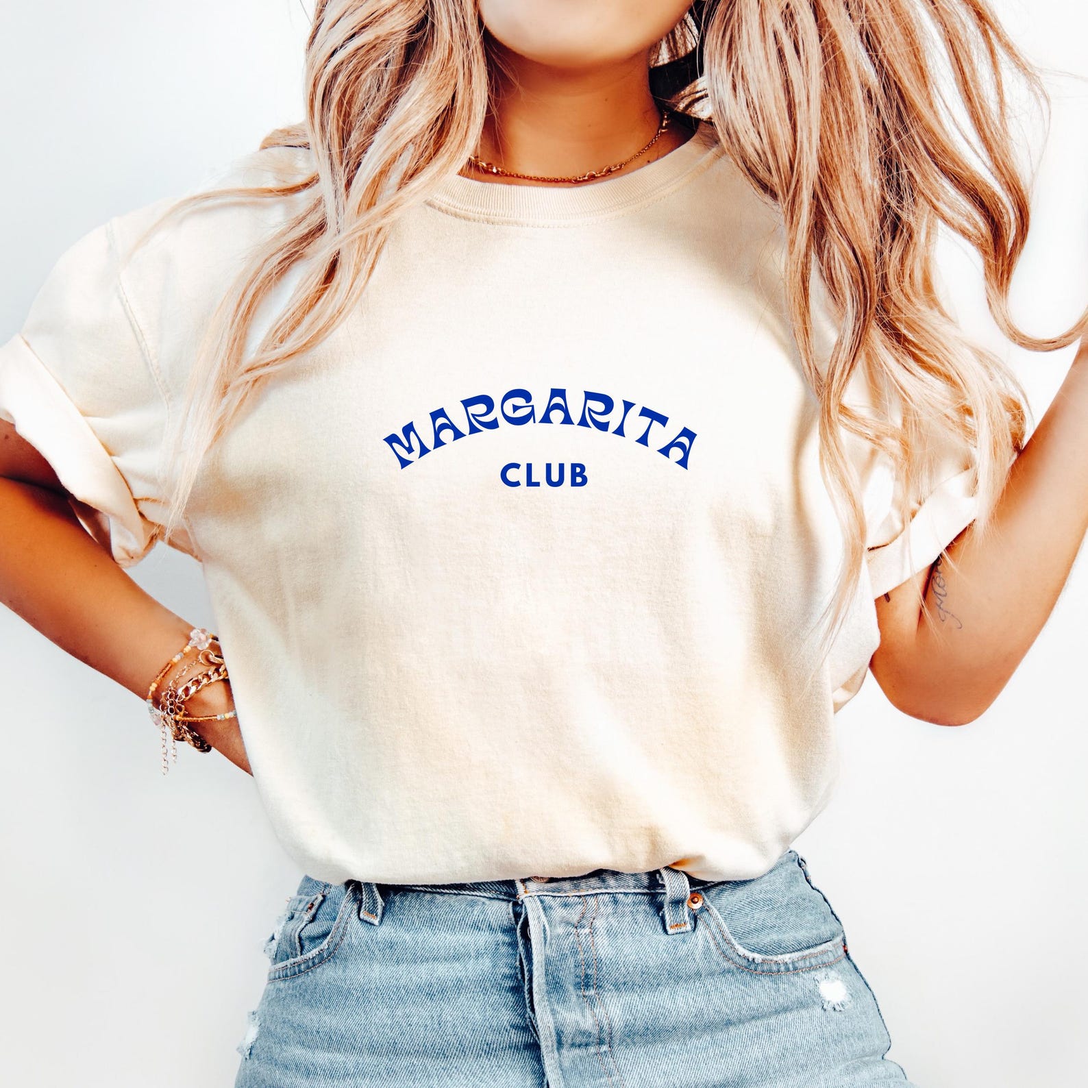 Margarita Club Shirt, Blue Retro Font, Marg Club Oversized Tee ...