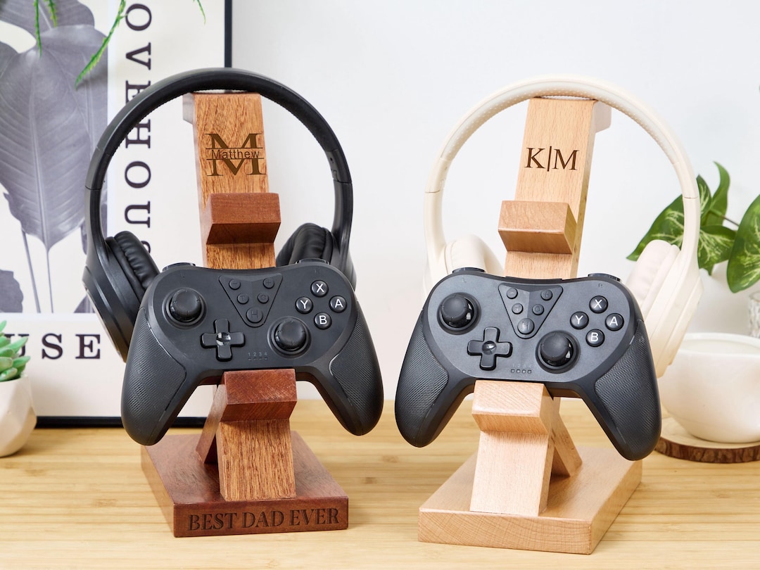 Personalized Controller and Headphone Stand, Wooden Controller Holder ...
