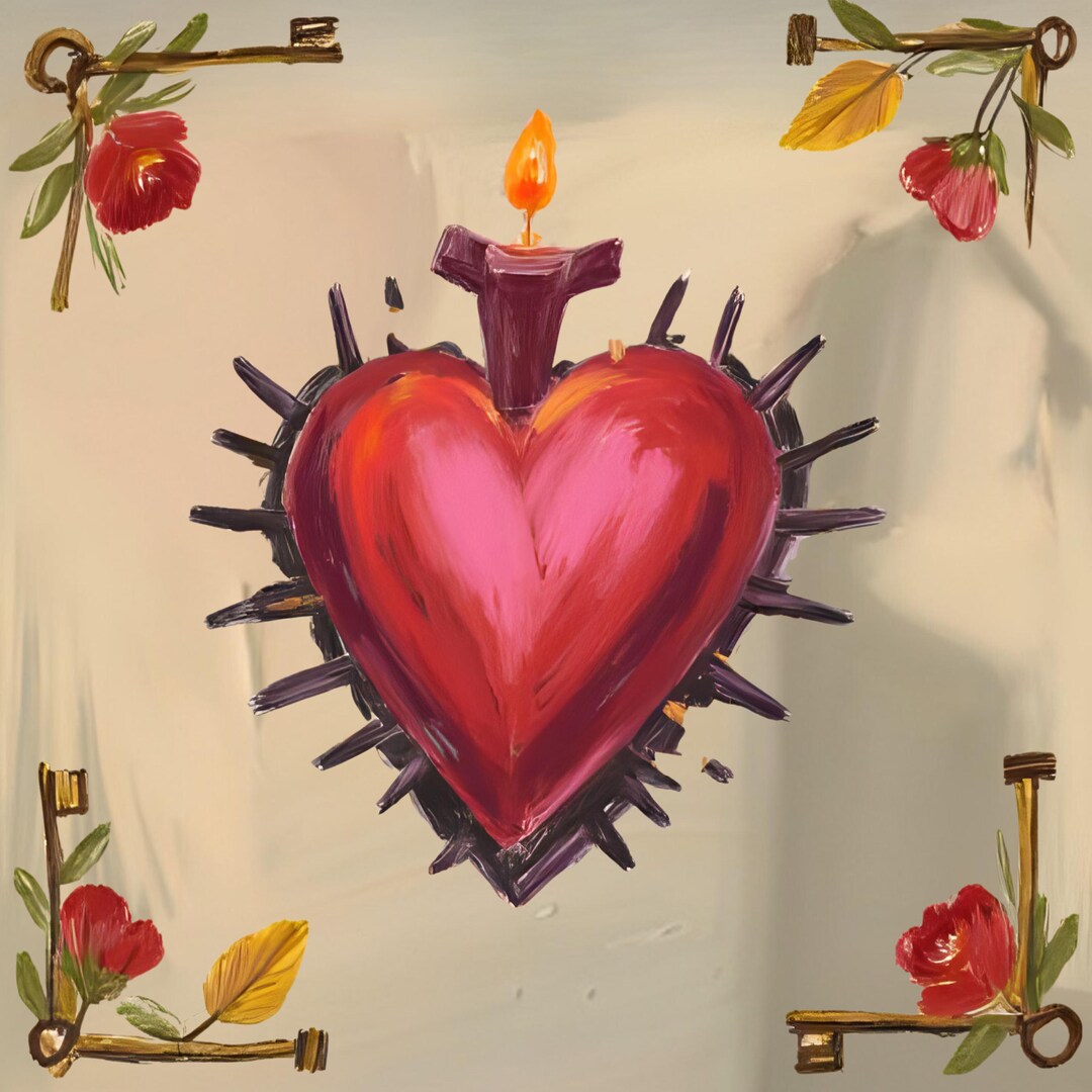 Gothic Sacred Heart Art Print: Macabre Vintage Illustration (digital ...