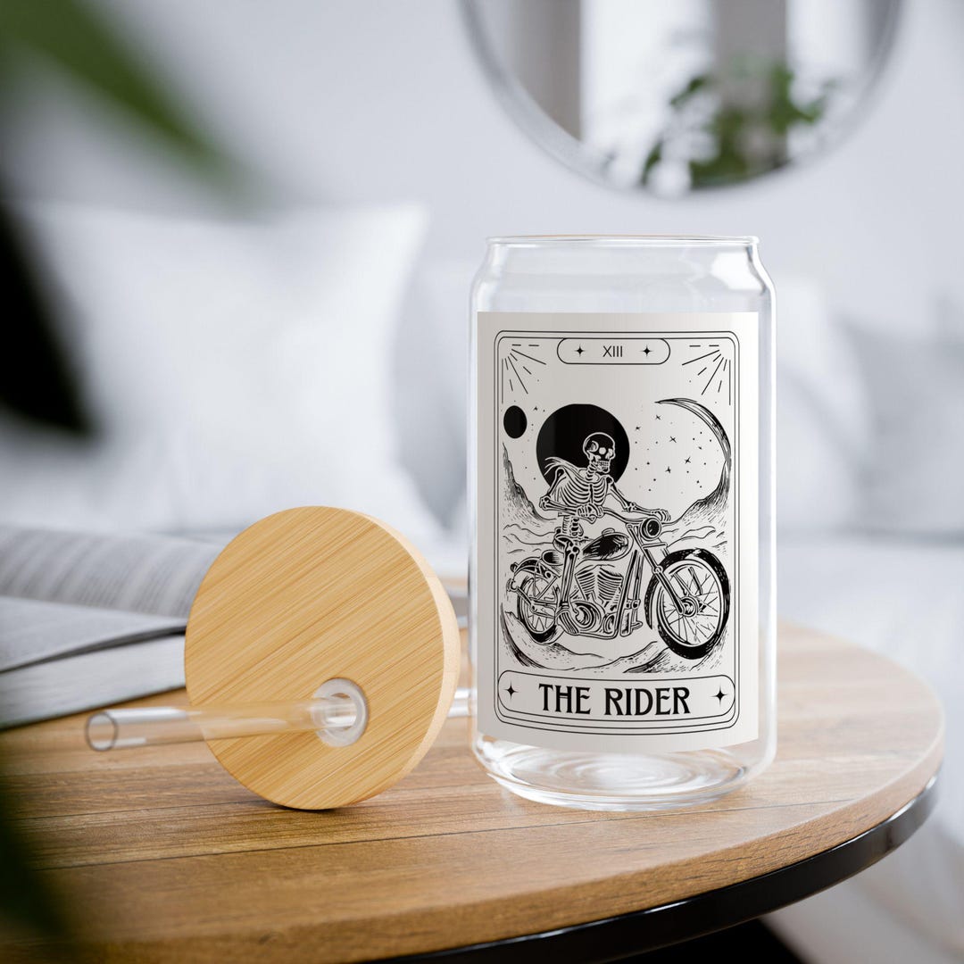 The Rider Motorcycle Tarot Card Glass Cup 16oz - Etsy