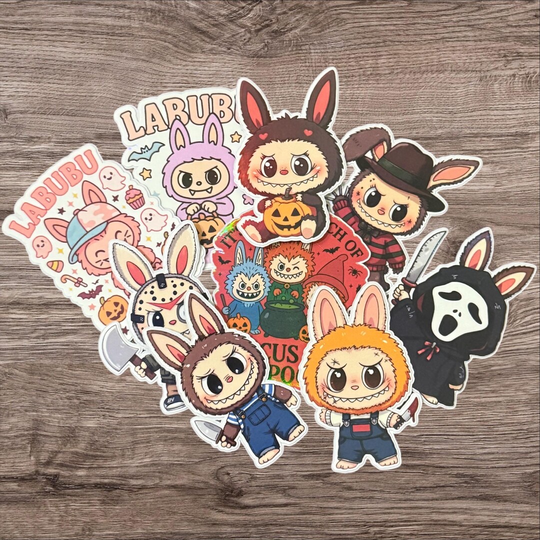 Creepy Cute Halloween Labubu Sticker Bundle, Labubu Sticker Set - Etsy