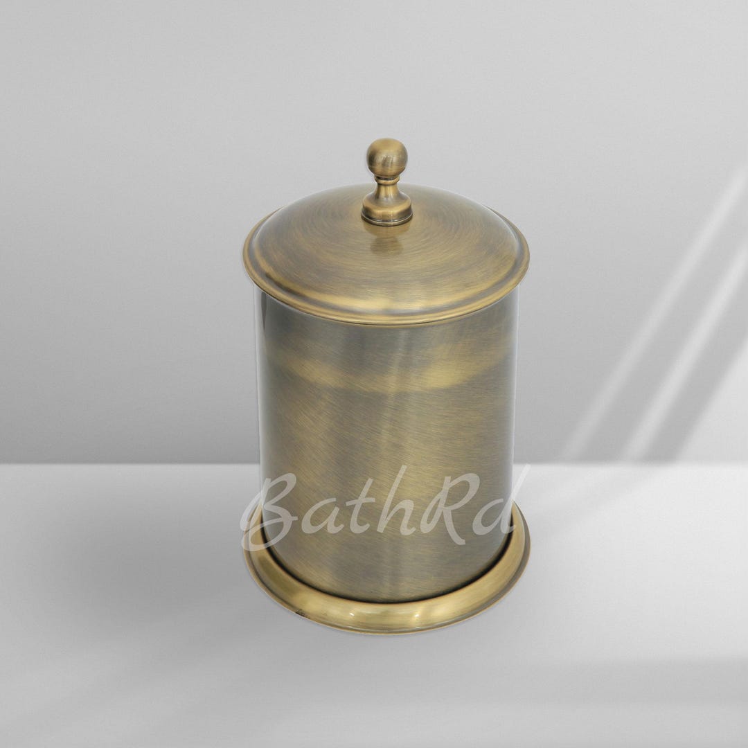Antique Brass Trash Can With Lid - Etsy