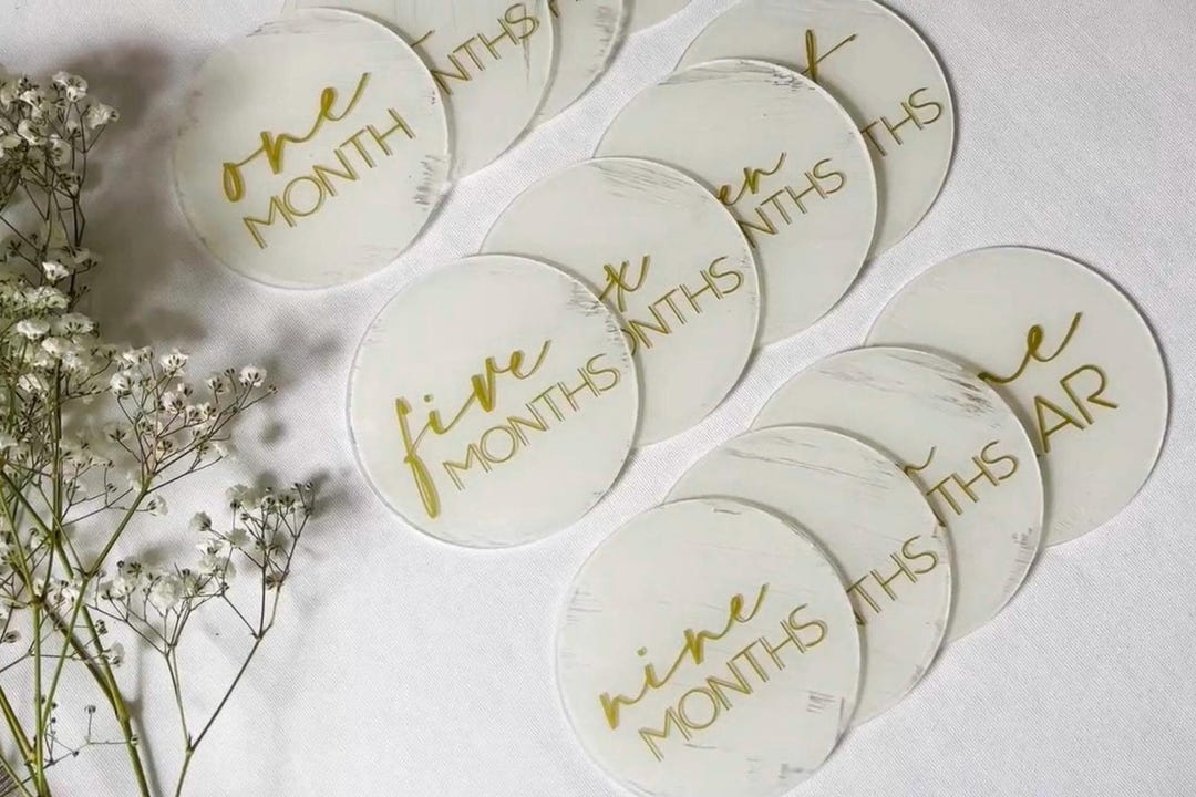 Acrylic Baby Milestone Rounds: Brushstroke Photo Prop, 12 Month Set - Etsy