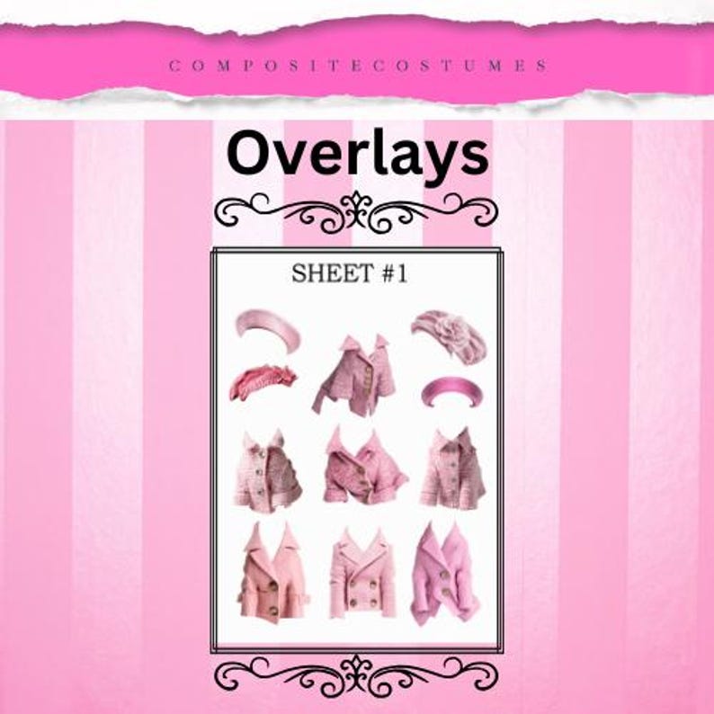 Pet Tweed Coat Digital Costume Overlays for Custom Portrait, Pink ...