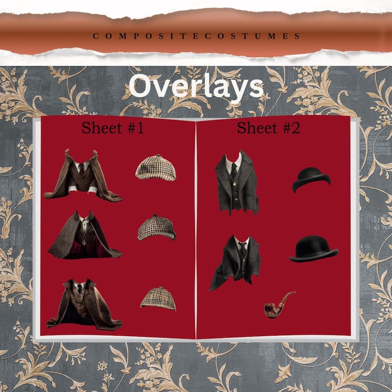 Pet Detective Costume Digital Overlays Sherlock Holmes and Watson ...
