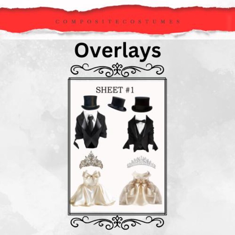 Pet Wedding Tux Dress Costume Overlays, Photoshop PNG Outfits (digital ...