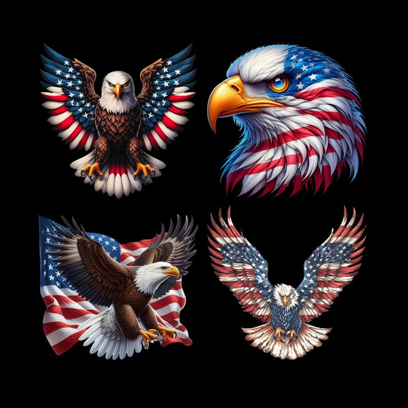 10 American Eagle PNG, Sublimation, Clipart Bundle, Clipart Bundle ...