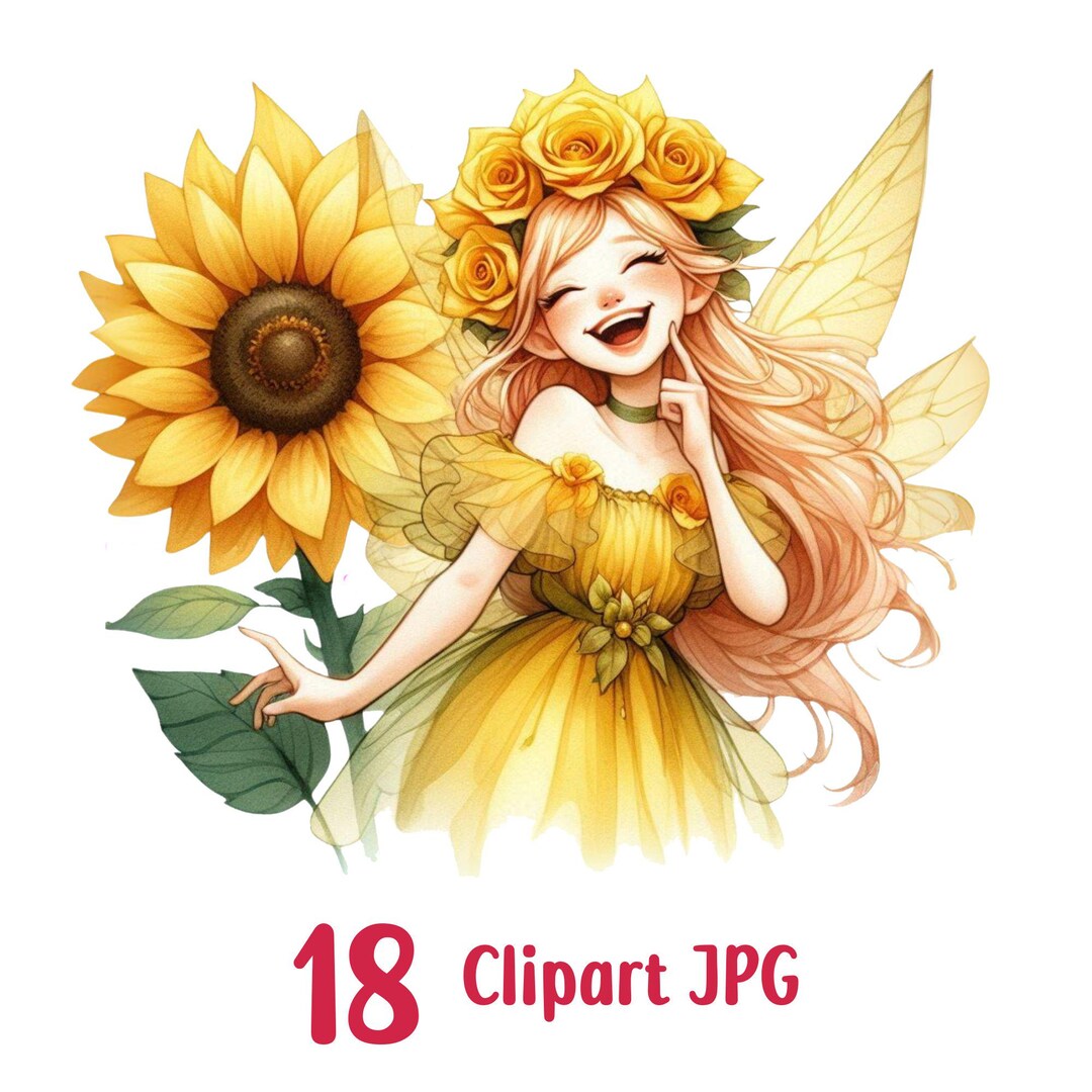 18 Sunflower Fairy PNG, Sublimation, Clipart Bundle, Clipart Bundle ...