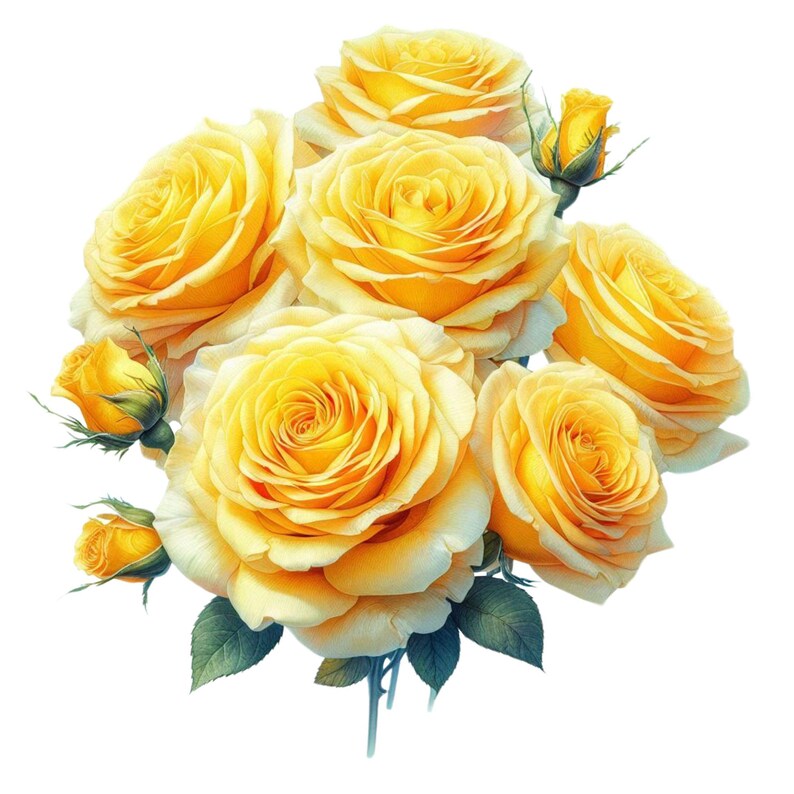 13 Yellow Roses Clipart, Sublimation, Clipart Bundle, Clipart Bundle ...