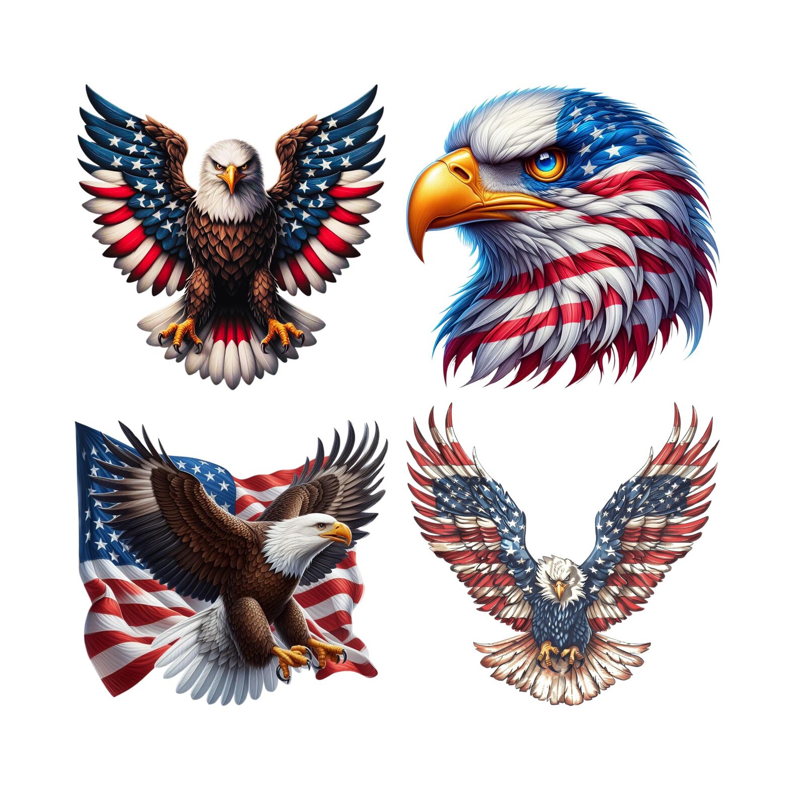 10 American Eagle PNG, Sublimation, Clipart Bundle, Clipart Bundle ...