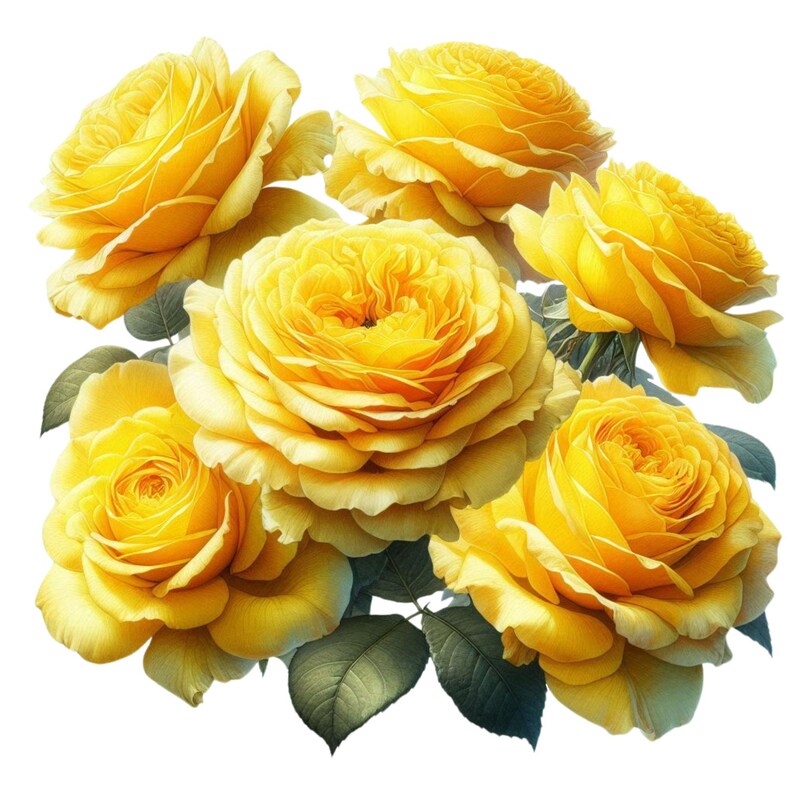 13 Yellow Roses Clipart, Sublimation, Clipart Bundle, Clipart Bundle ...