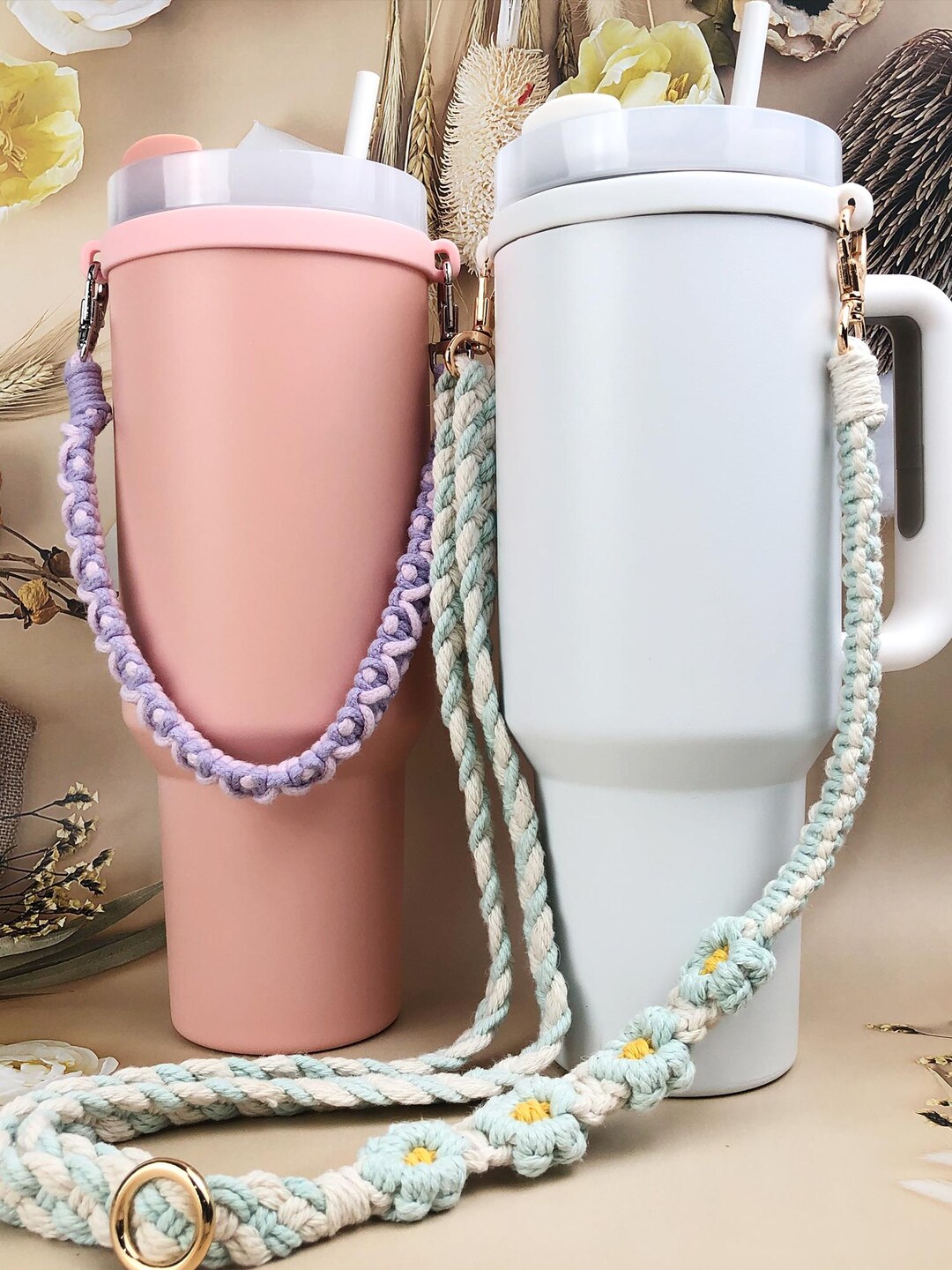 Stanley Cup Strap Hand-woven Stanley Cup Strap Pretty Daisy Tumbler Cup ...