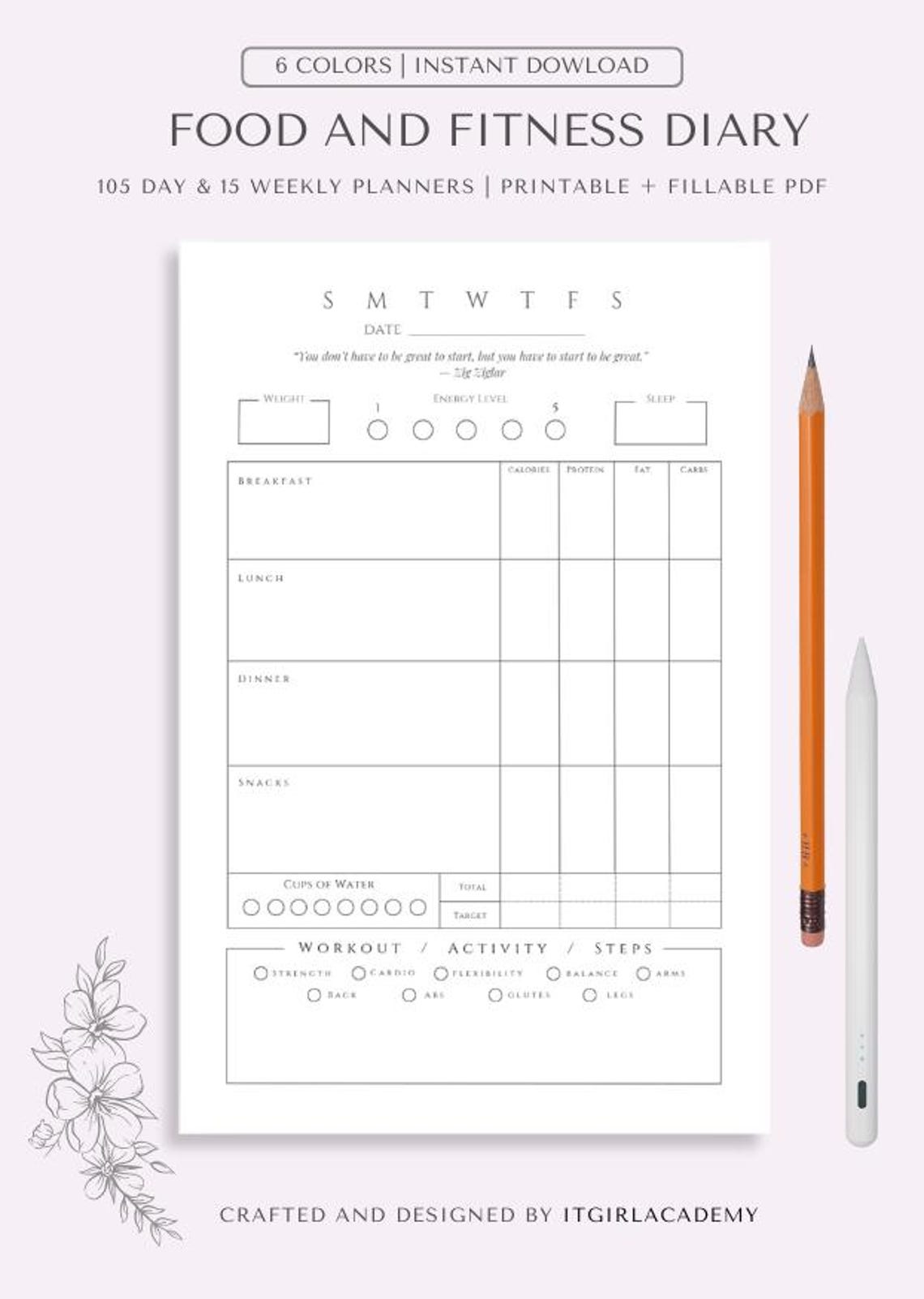 The Ultimate Food and Fitness Journal, 525 Days of Tracking - Etsy