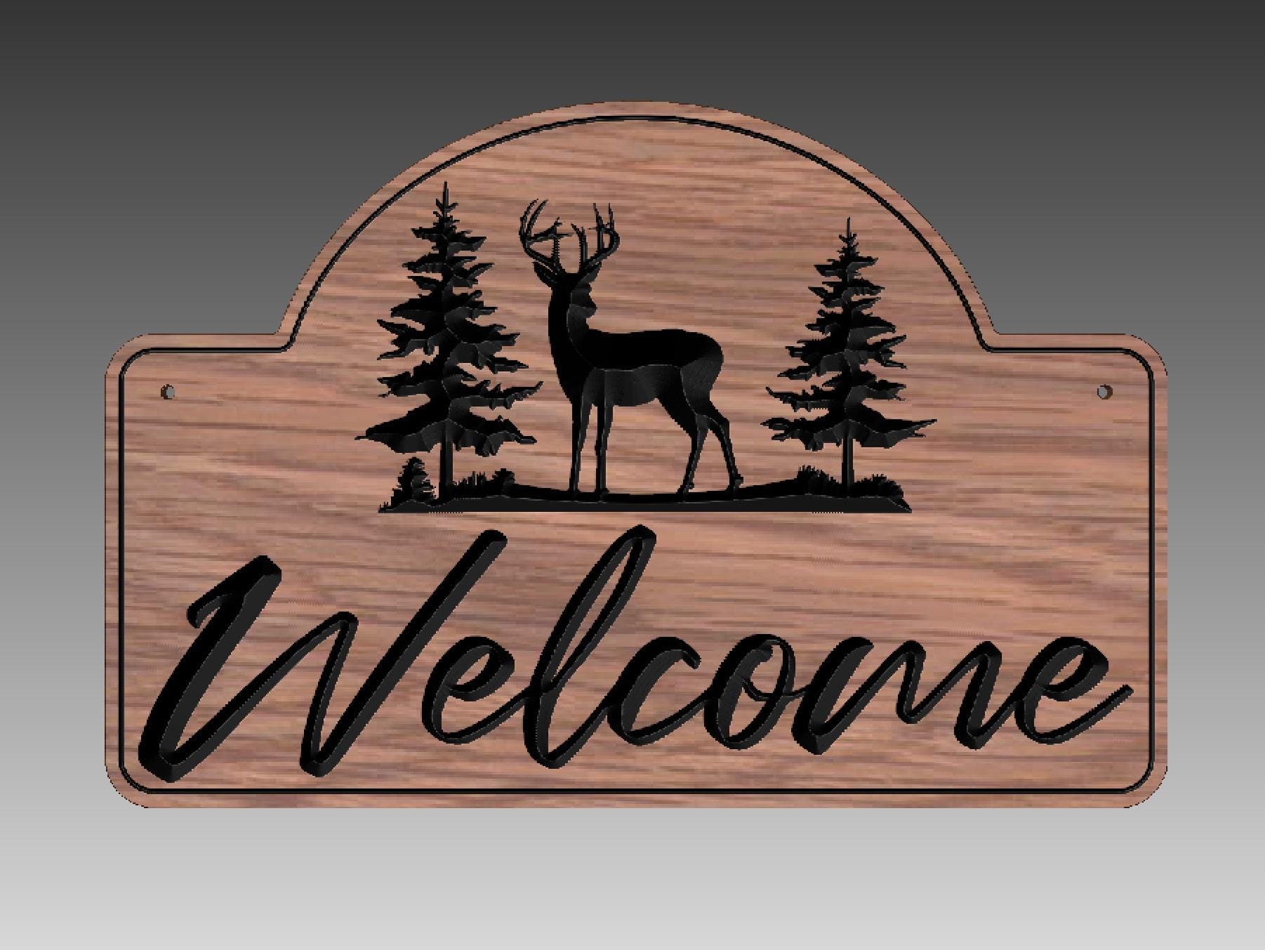 Welcome Scenic Deer Sign, Cabin, Home, Farm, Cnc, Cnc Router, SVG, AI ...