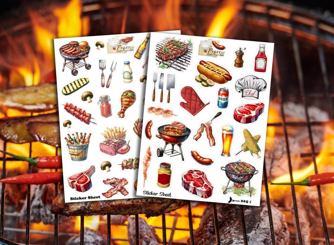 Up to 2 Sheets of "barbecue" Stickers, Perfect for Scrapbooks, Cards ...