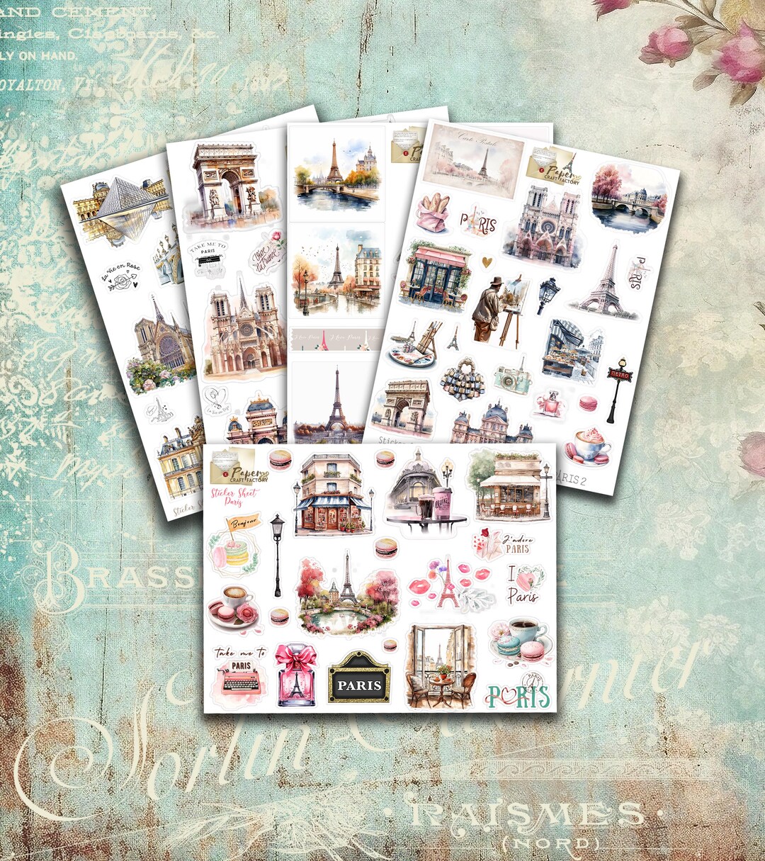 Up to 5 Sheets of Stickers on Paris, the Eiffel Tower, Monuments... for ...