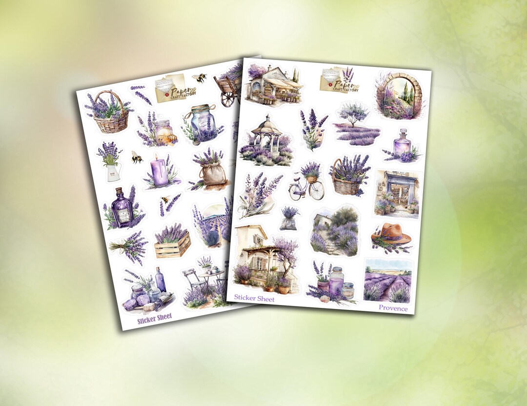 Up to 2 Sheets of Provence & Lavender Nature-themed Stickers, Perfect ...