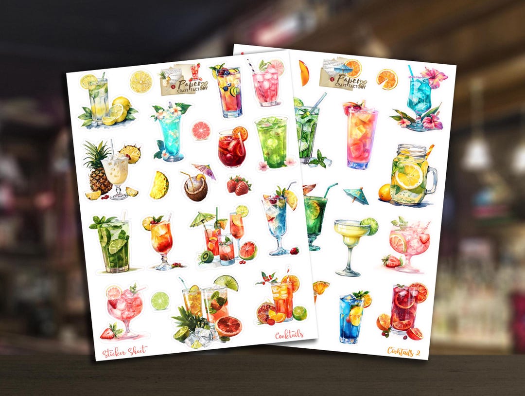Cocktail and Drink Stickers, Perfect for Scrapbooking, Card Making ...
