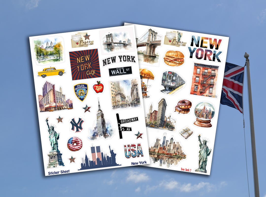 Sheets of "new York" Stickers for Scrapbooking, Card Making, Notebooks ...