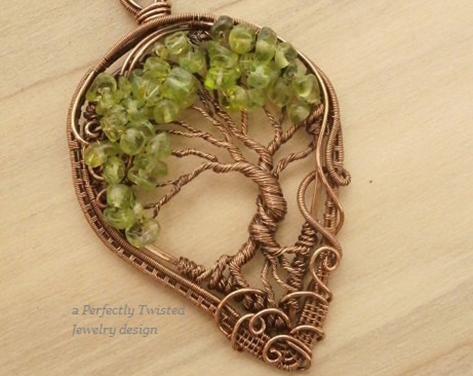 Wire Wrapped Tree of Life Pendant Peridot Gemstone Beads - Etsy