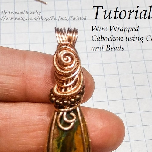 DIY Wire Wrapping TUTORIAL Cabochon Pendant Square Wire Wrap - Etsy