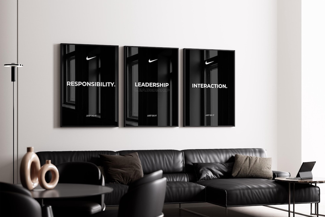 Nike Poster Motivational Quote BLACK DESIGN, Just Do It Poster, Set of ...