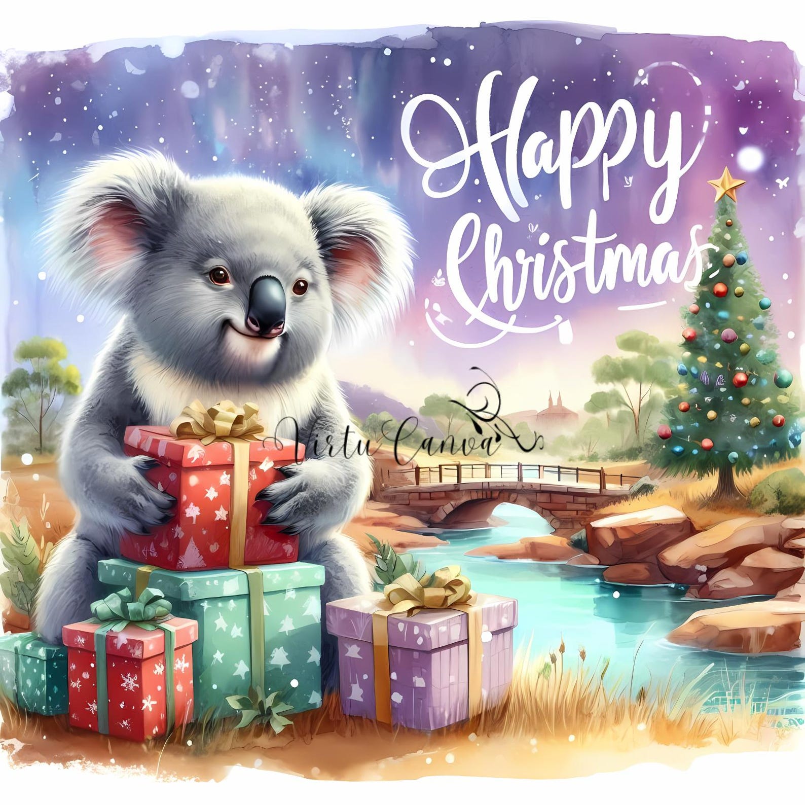 Australian Christmas Clipart, Bundle 17, Aussie PNG, Aussie Watercolour ...