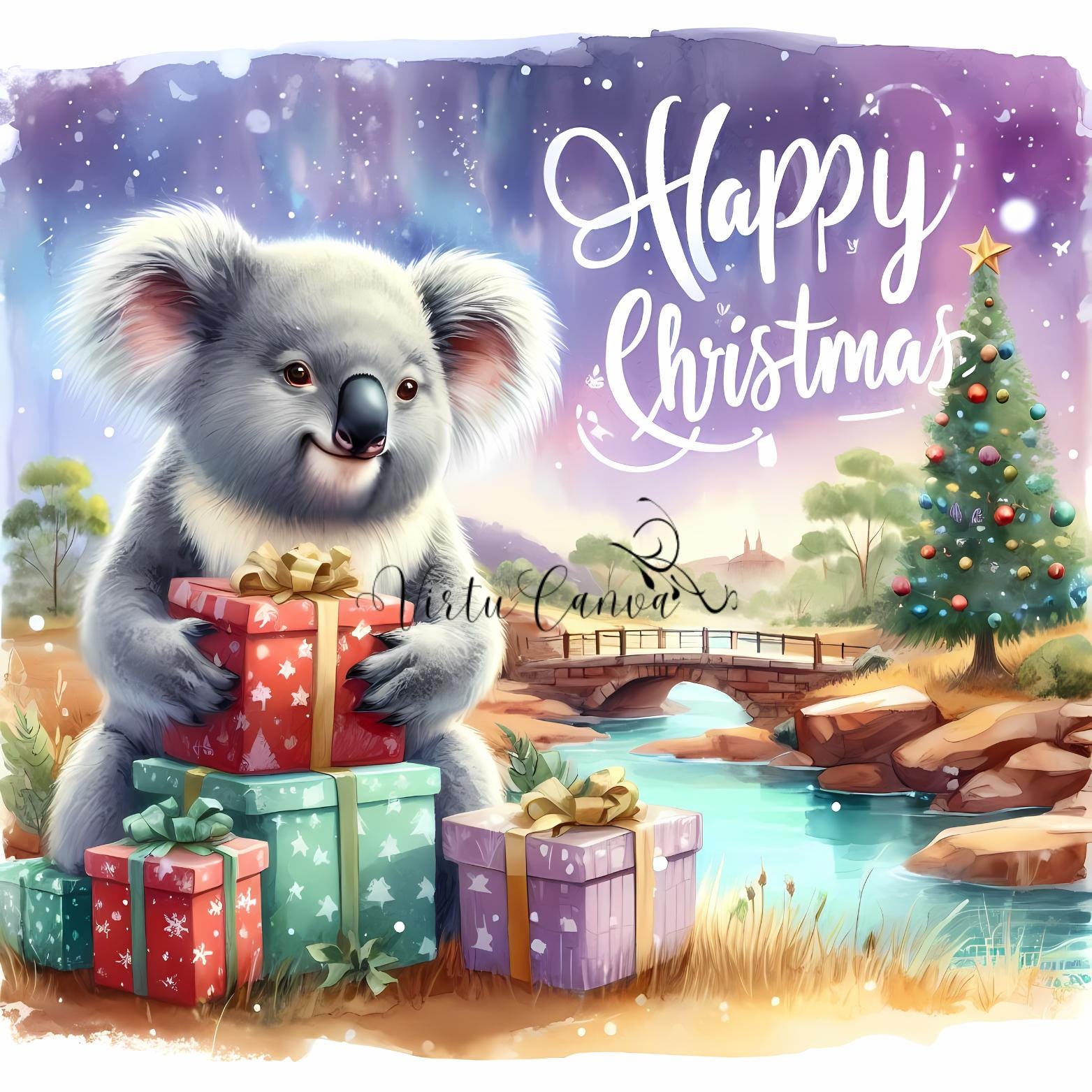 Australian Christmas Clipart, Bundle 17, Aussie PNG, Aussie Watercolour ...