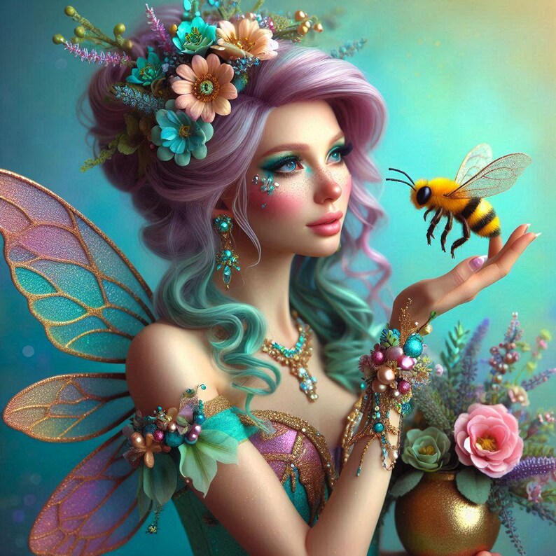 Fairy and a Bee Clipart Bundle, Clipart, PNG, Fairy Clipart, Bee ...