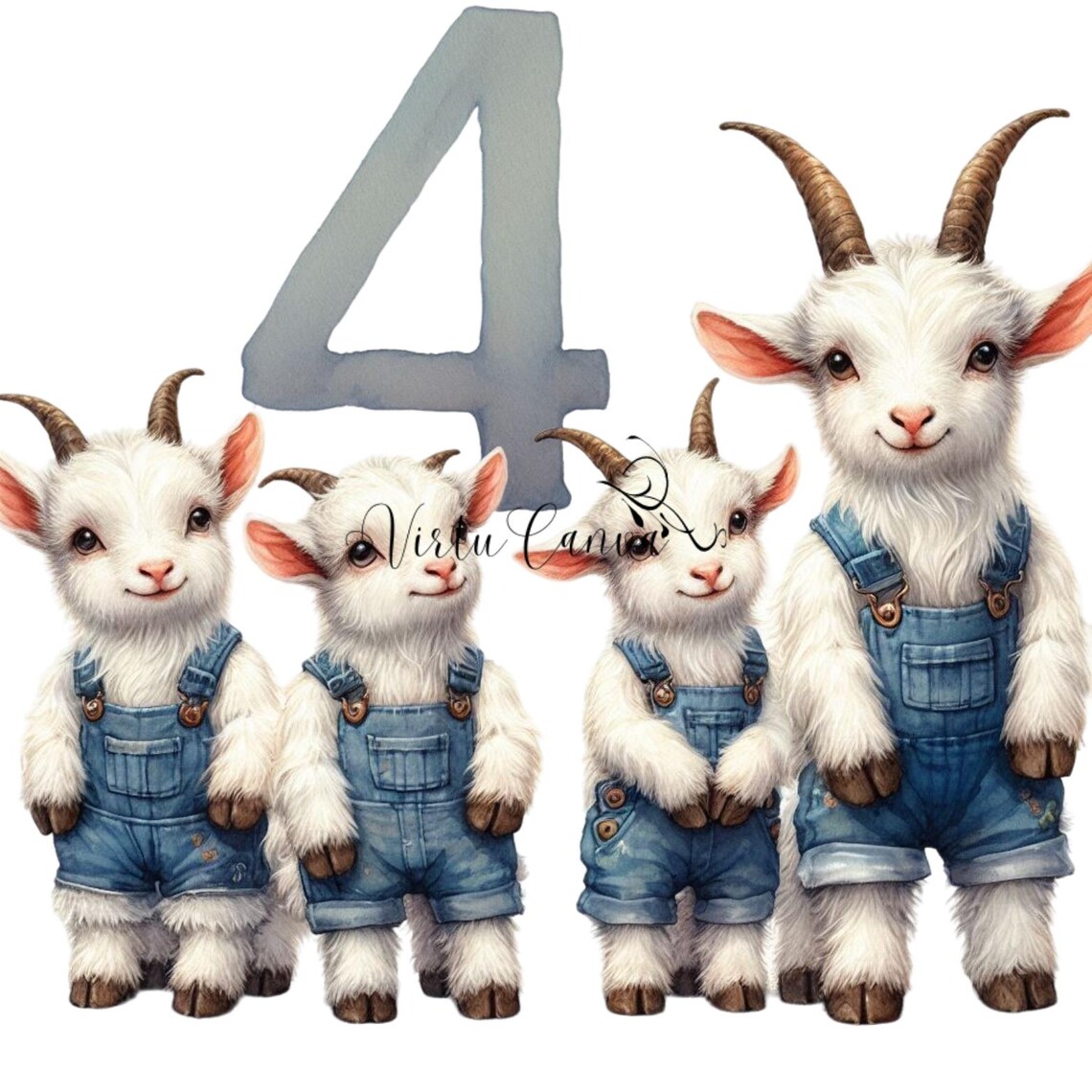 Numbers 1-10 Clipart Bundle, Farm Animals, Clipart, PNG, Number Clipart ...