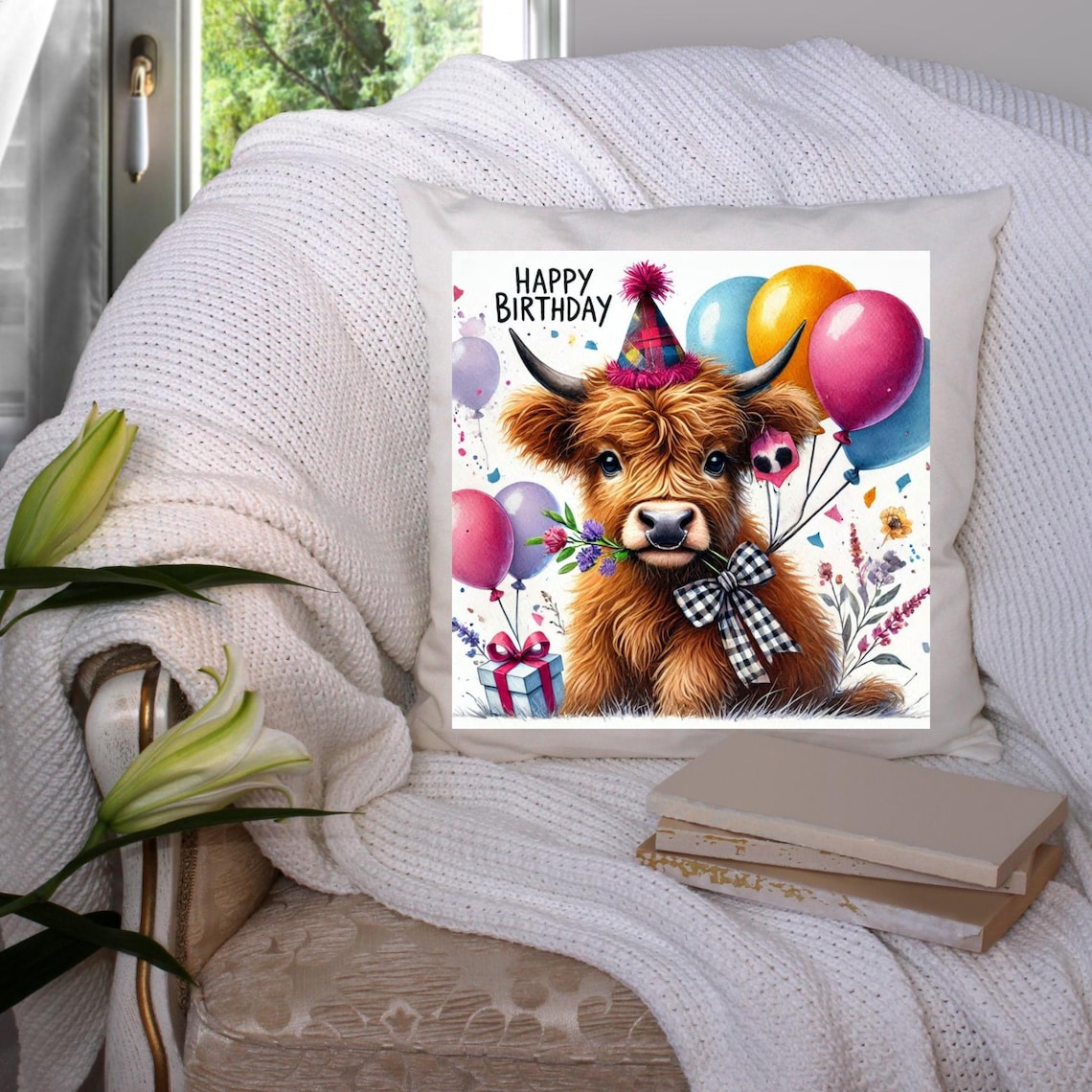 Highland Cow Happy Birthday Images, Bundle 16, Birthday PNG, Highland ...