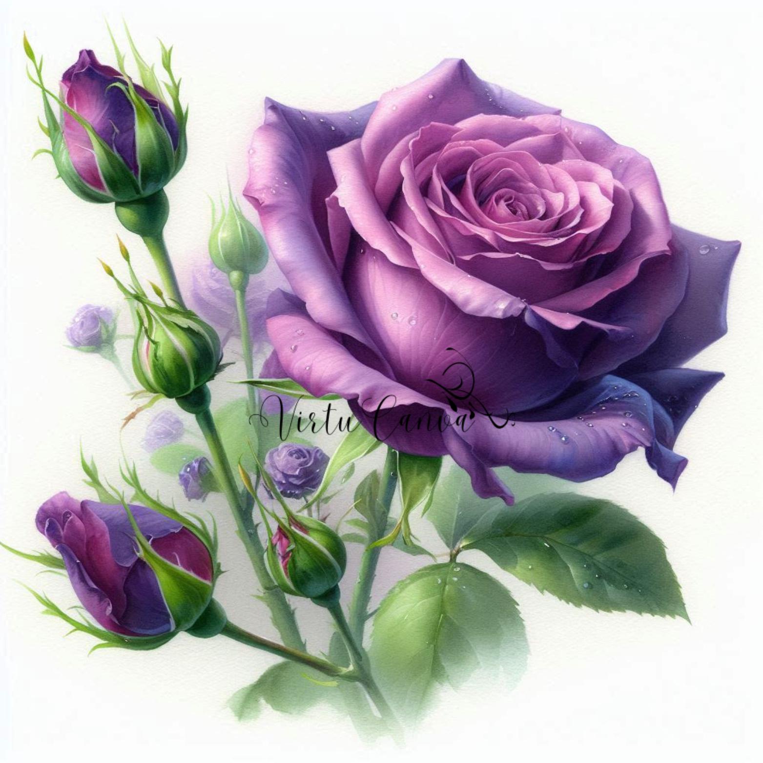 Roses Clipart, Colourful Rose Clipart, Watercolour, Clipart Bundle of ...