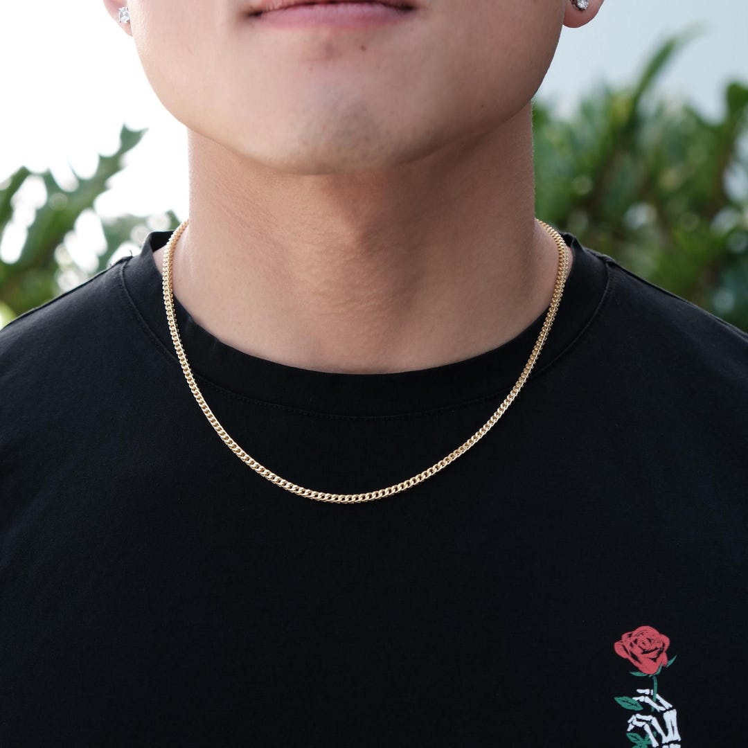 18K Gold Plated Mens Franco Chain | Waterproof Chain | Gold Chain ...