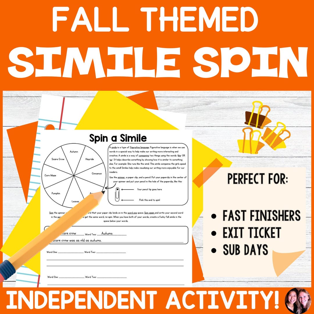 Simile Spin Fall Independent Activity Exit Ticket Fast Finishers ...