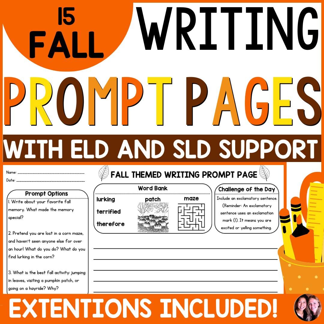 Fall Themed Writing Prompt Mats 4th-6th Grade ELD SLD Comprehensive ...