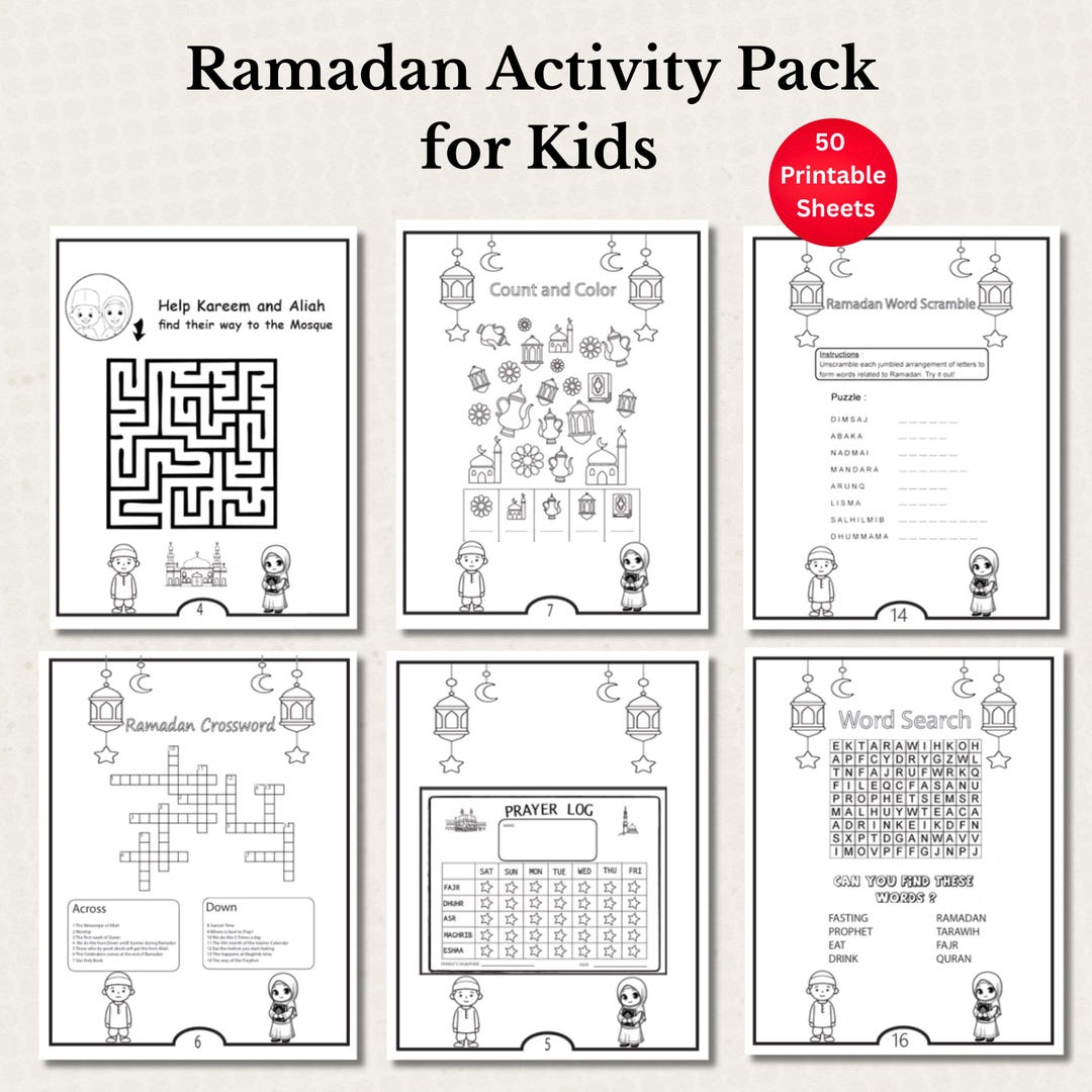 Printable Ramadan Activity Pack for Kids, Ramadan Activity Worksheets ...
