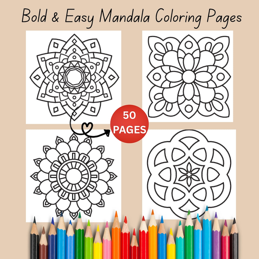 Printable Mandala Coloring Pages Bold & Easy Stress Relief Printable ...